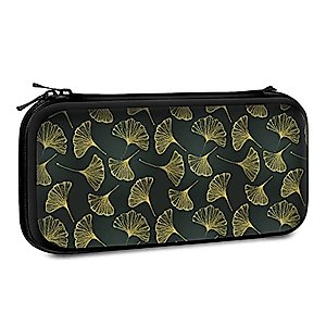 Carrying Case Compatible with Switch 2017 / Switch OLED 2021 Console Joy-Con with 10 Game Card Slots , Botanical Ginkgo leaves pattern