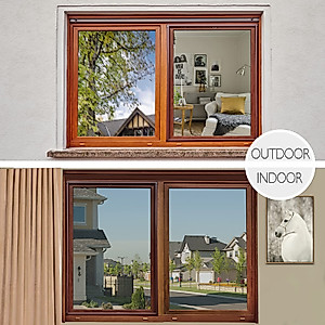 HIDBEA One Way Window Film Non-Adhesive, Heat Control Sun Blocking Daytime Privacy Glass Films, Reflective Self Static Cling Mirror Window Tint for Home (Silver, 35.4 Inch x 16.4 Feet)