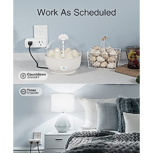 Smart Plug Extender, WISEBOT 2.4G WiFi Dual Outlet Works with Alexa and Google Home, Surge Protector Mini Socket Plug-in Remote Control and Timer Function, 10A 1200W, 2-Pack, White