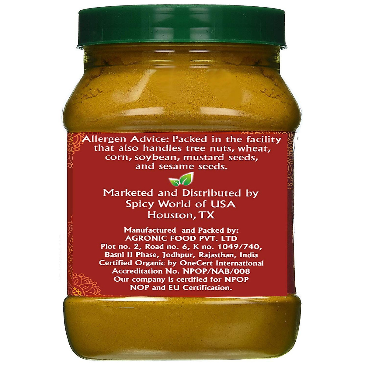 Organic Turmeric Powder 1 Pound Jar by Jiva Organics - 100% Raw with Curcumin - Lab Tested & Reports Available - Raw from India