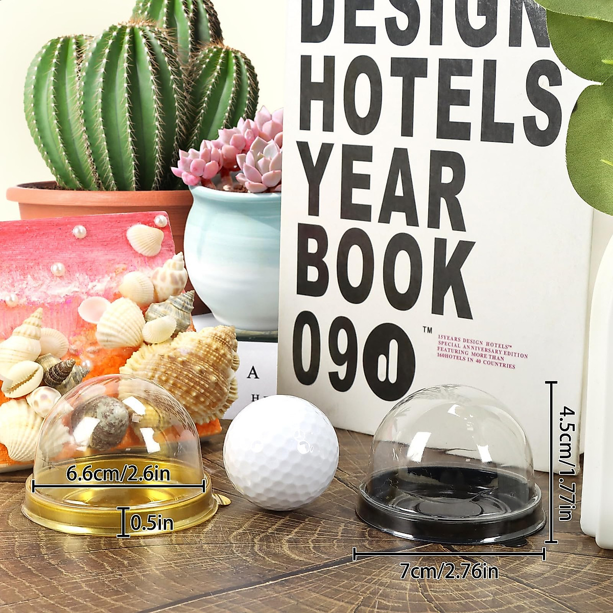 Pralb 100 Set Clear Plastic Mini Cupcake Boxes Muffin Pod Dome Muffin Single Container Box Wedding Birthday Gifts Supplies,70mm X 45mm(Dia X H),for Cheese Pastry Dessert Mooncake(50 Gold/50 Black)