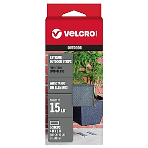 VELCRO Brand Industrial Fasteners Extreme Outdoor Weather Conditions|Professional Grade Heavy Duty Strength Holds up to 15 lbs on Rough Surfaces,4in x 1in (5pk), Strips,Black