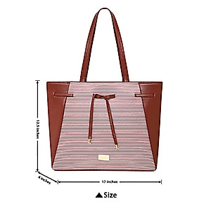KLEIO Striped PU Leather Big Zipper Womens Tote Shoulder Travel Hand Bag Purse For College Office Ladies