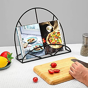 MaxGear Metal Cookbook Stand, Recipe Book Holder for Kitchen Counter, Cast Iron Cookbook Stand, Cook Book Holder for Reading Cookbooks, Recipes, Tablets, 1 Pack, Black