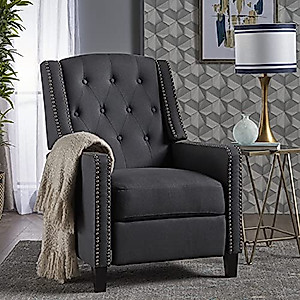 Christopher Knight Home Izidro Traditional Fabric Recliner, Dark Charcoal / Dark Brown
