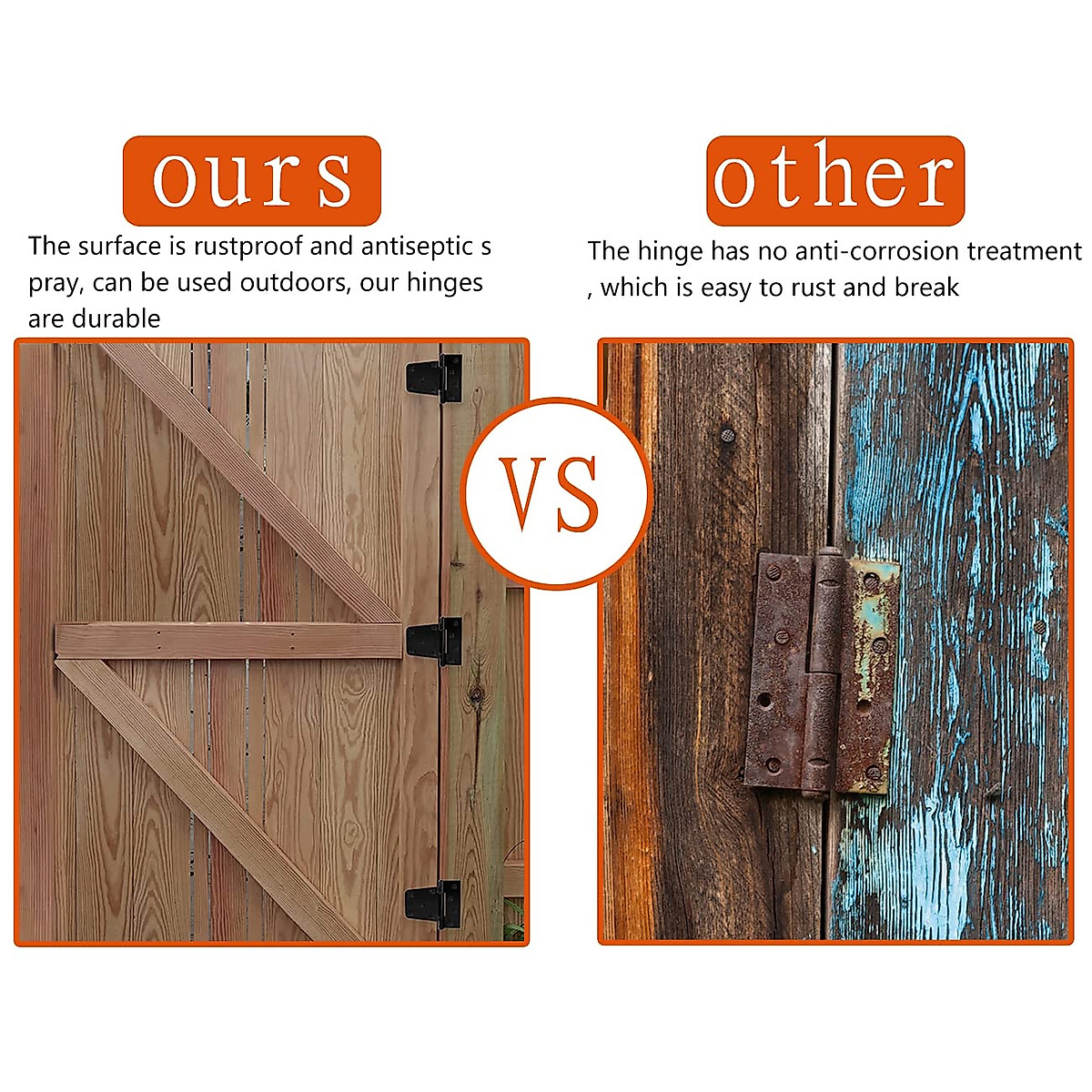 3.5 inch Heavy Duty Gate Hinge Fence Hinge Door Barn Gates Hinges,Black Wrought Hardware Iron Rustproof with Stainless Steel Screws(Pack of 4)