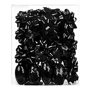 MAYPLUSS 3.5" Black Gift Bow Assortment (18 Bows, 4 Spools of Ribbon), Perfect for Christmas, Birthday, Holiday, Party Favors Decorations