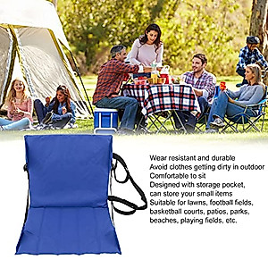 Okuyonic Folding Bleacher Cushion, Portable Oxford Cloth Folding Stadium Seat Lightweight Pearl Cotton for Lawn(Blue)