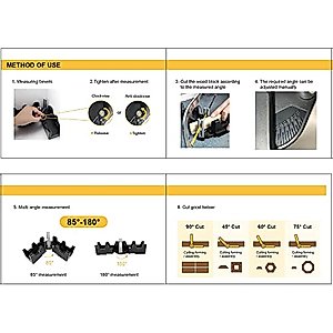moonoom 2-in-1 Mitre Measuring Cutting Tool, Miter Saw Protractor Tool, Precise Mitre Angles Cutting Tool, Measuring Template Instrument Home Supplies