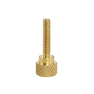 10 Pack 8-32 x 3/4 Inch Threads Solid Brass Diamond Knurled Thumb Screws Knobs with Straight Shoulders Right-Hand Threads SAE Flat Tip Uncoated (8-32 x 3/4 inch Long Threads)