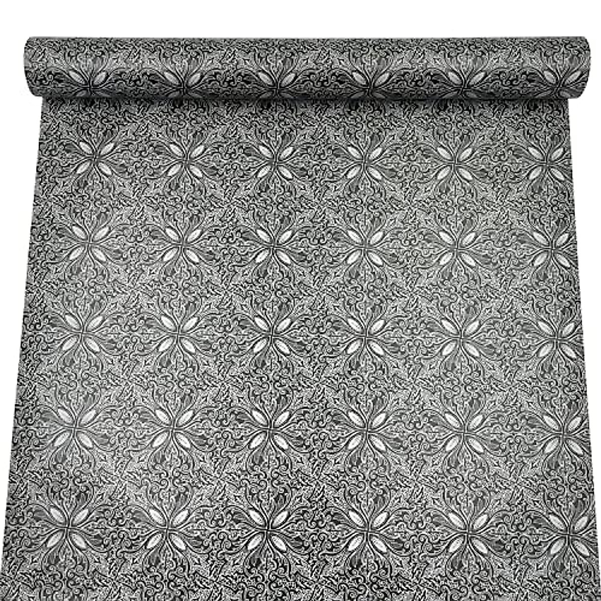 Helianthusun 32.8ft Roll Black Petal Peel and Stick Wallpaper Removable Wall Countertops Backsplash Waterproof Drawer Shelf Liner (L-393.7x17.7 inches)