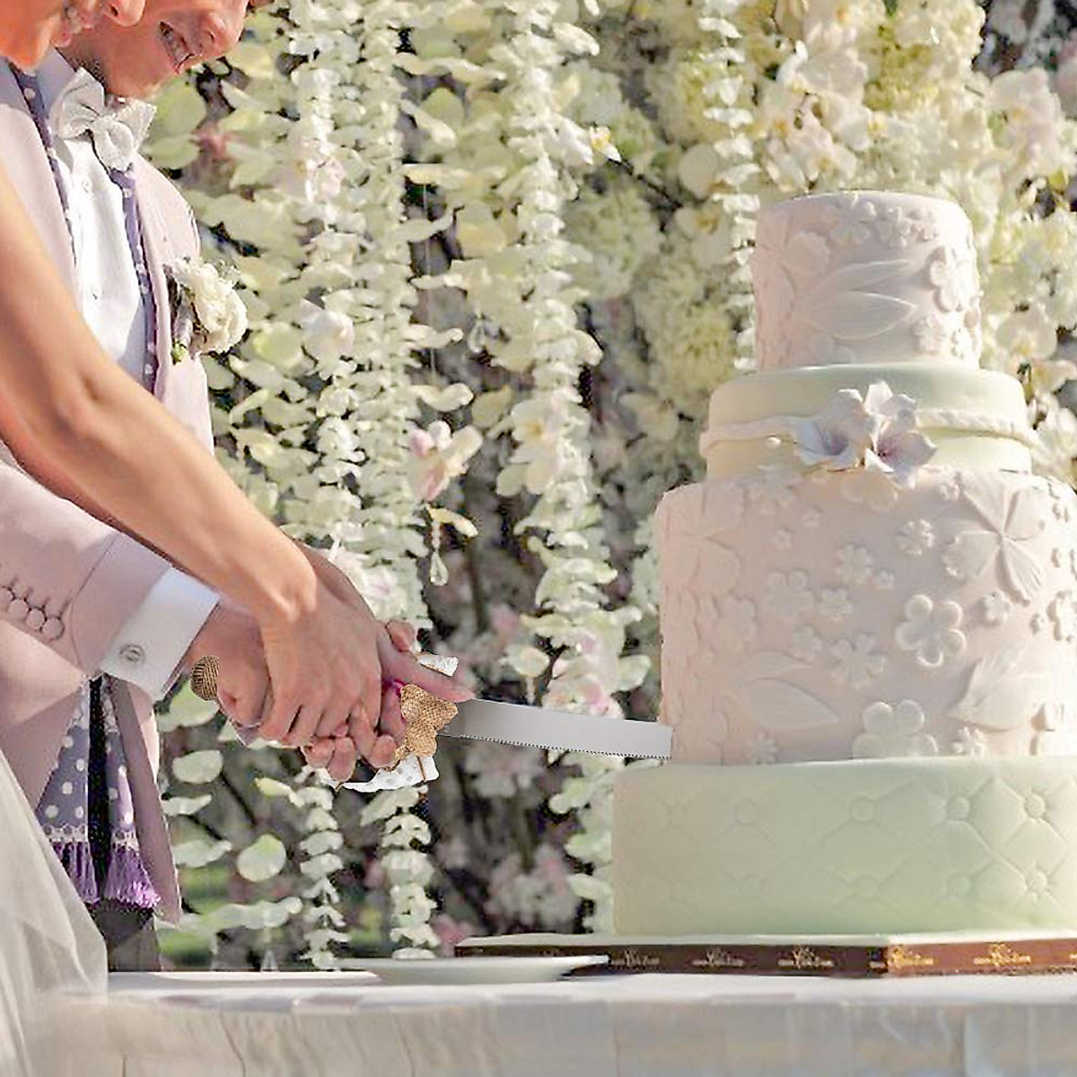 senover Rustic Wedding Cake Serving Set, Pizza Pie Cake Knife and Server Set for Custom Wedding Gift Parties Birthdays Anniversaries Supplies