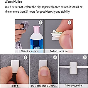 100 Pieces Adhesive Cable Clips Wire Clips Cable Management Wire Cord Holder (13 x 10 mm, White)