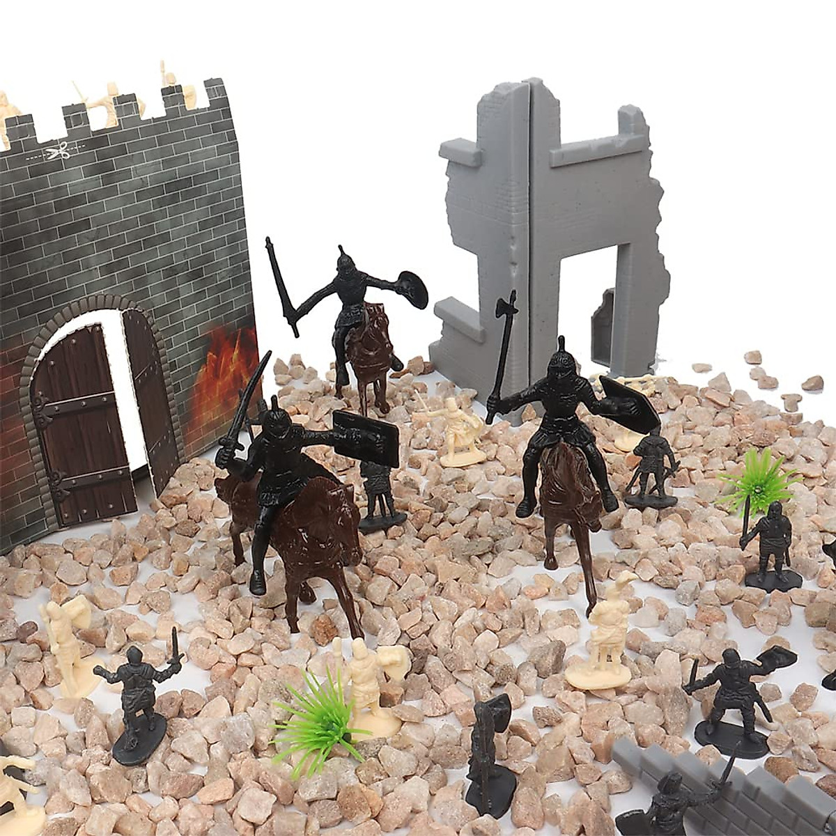 Medieval Castle Toy, Castles Knights Soldiers Model Kit Knight Figures Playset Fort Building Kit, DIY Assembled Castle Model Set, Playset Gifts(Type D)