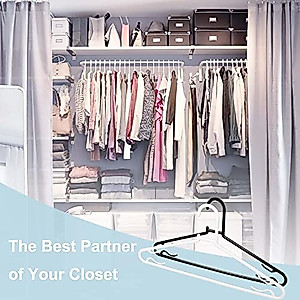 Byomostor Black Plastic Hangers 50 Pack, Light Weight Durable Clothes Hangers G-Shape Standard Size Non-Slip Coat Hanger Adult Clothes Hangers for Laundry & Everyday Use -Slim & Space Saving