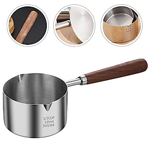 ABOOFAN 250ml Stainless Steel Mini Butter Warmer Small Milk Pot Coffee Milk Warmer