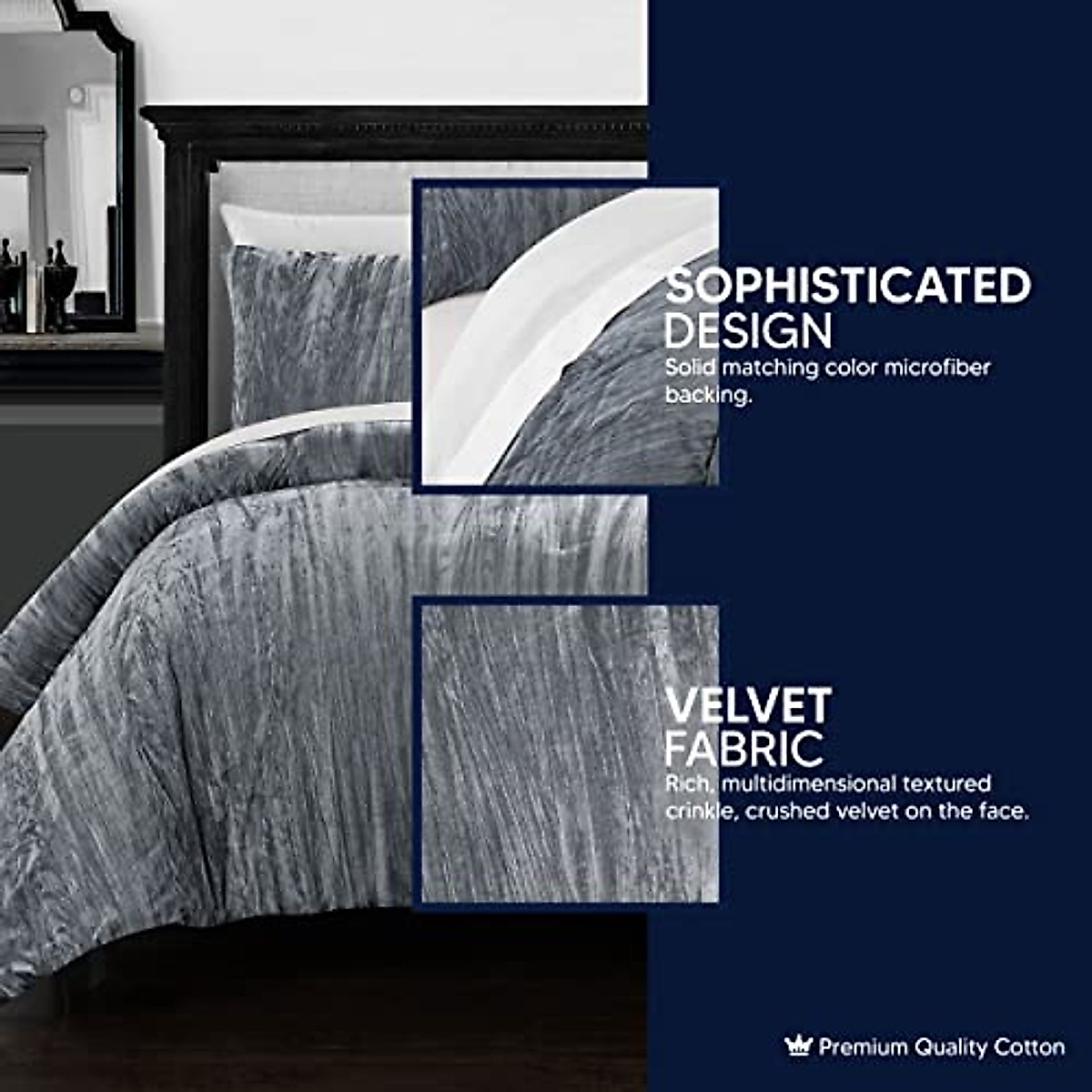 Chic Home Westmont 4 Piece Comforter Set Crinkle Crushed Velvet Bedding-Decorative Pillow Shams Included, King, Green