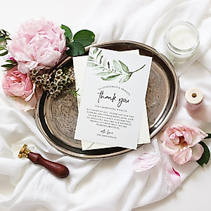 URROMA 4"x6" Rustic Greenery Thank You Cards, 50 Pcs Table Place Cards for Weddings, Receptions Dinner Parties Events and Celebrations