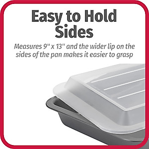 GoodCook Set of 2 Nonstick Steel 13" x 9" Cake Baking Pans with Covers, Gray