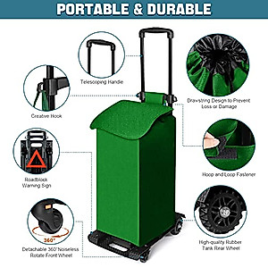 SELORSS 2-in-1 Foldable Hand Truck Utility Cart, Portable Grocery Shopping Cart with Wheels, Telescoping Handle and Removable Waterproof Bag, Collapsible Lightweight Large Capacity for Groceries