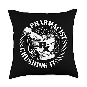 Dispensary Pharmacist Gift Ideas Funny Pharmacy Saying Pharmacist Crushing It Throw Pillow, 18x18, Multicolor