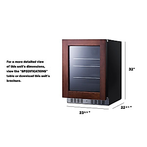 Summit Appliance AL57GPNR Commercial 24" Wide 5.0 Cu.Ft. Built-in Undercounter ADA Compliant Beverage Center with Panel-ready Glass Door, Black Cabinet, Factory Installed Lock and Digital Controls