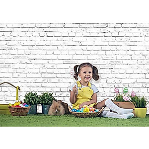 Funnytree 7X5ft White Rustic Brick Wall Backdrop for Birthday Wedding Festival Themed Party Photography Background Retro Block Newborn Baby Adult Portrait Photo Studio Props Decorations Banner