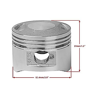 PRO CAKEN 52.4mm Engine Piston Kit, Piston Rings Gasket Set Bore Universal Rugged Strict Standard High Strength for 110cc 125cc ATV Dirt Pit Bike Go Kart