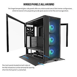 LIAN LI LANCOOL III E-ATX PC Case, Spacious RGB Gaming Computer Case with Hinged Tempered Glass Doors, Fine Mesh Panels, 4x140mm PWM Fans Pre-Installed High Airflow Chassis (Black)