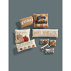 Mud Pie Fall Mini Hooked Pillow, 1 Count (Pack of 1), Pumpkin Tri