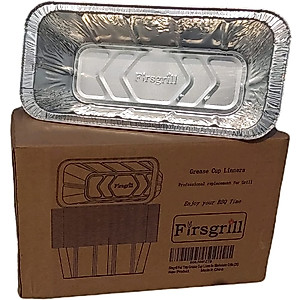 Firsgrill 32-Pack Professional Fits Blackstone 17" 22" 28" 30" 36" Griddle Grill Liners Foil Tray Drip Pans Grease Cup Liners 8" L x 3.75" W x 3" D