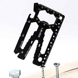 Lever Gear Toolcard Pro - 40 in 1 Credit Card Multitool. Slim, Minimalist Survival Card Wallet Tool Card. TSA Approved Multitool Card Pocket Tool. (Black)