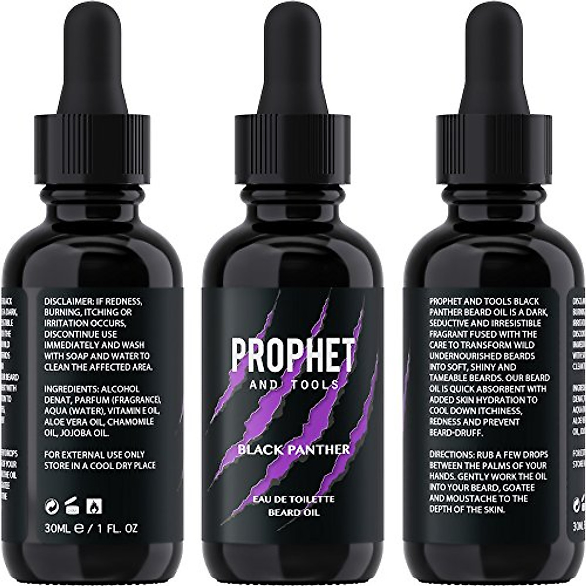 Dark & Sexy Musky Scented Black Panther EDT Aftershave Beard Oil FOR MEN - Soothes Skin, Softens Hairs, Shine Booster, Thicker & Fuller Beard Growth - Vegan and Nuts-Free - Prophet and Tools