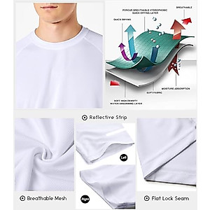 Men's Pack of 1 Workout Running Shirts, Dry Fit Moisture Wicking T-Shirts, Sports Gym Athletic Short Sleeve Shirts White XL