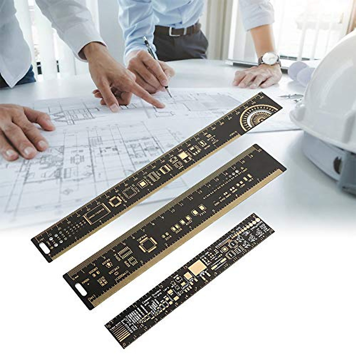 Multifunctional Ruler, 3Type of Set 15/20/25cm 6.3/7.87/10.23 inch PCB Ruler Electronic Engineers Multifunctional Ruler Printed Circuit Board Ruler