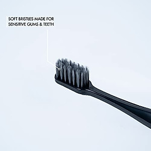 Sol Modern Gentle Manual Toothbrush, Ventilated Travel Case, Soft Bristles, Modern Sleek Design, 3 Count (Black)