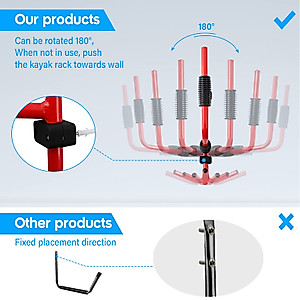 Tengchang Wall Mount Kayak Storage Hanging Rack Canoe Folding Ladder Heavy Duty Steel Holder