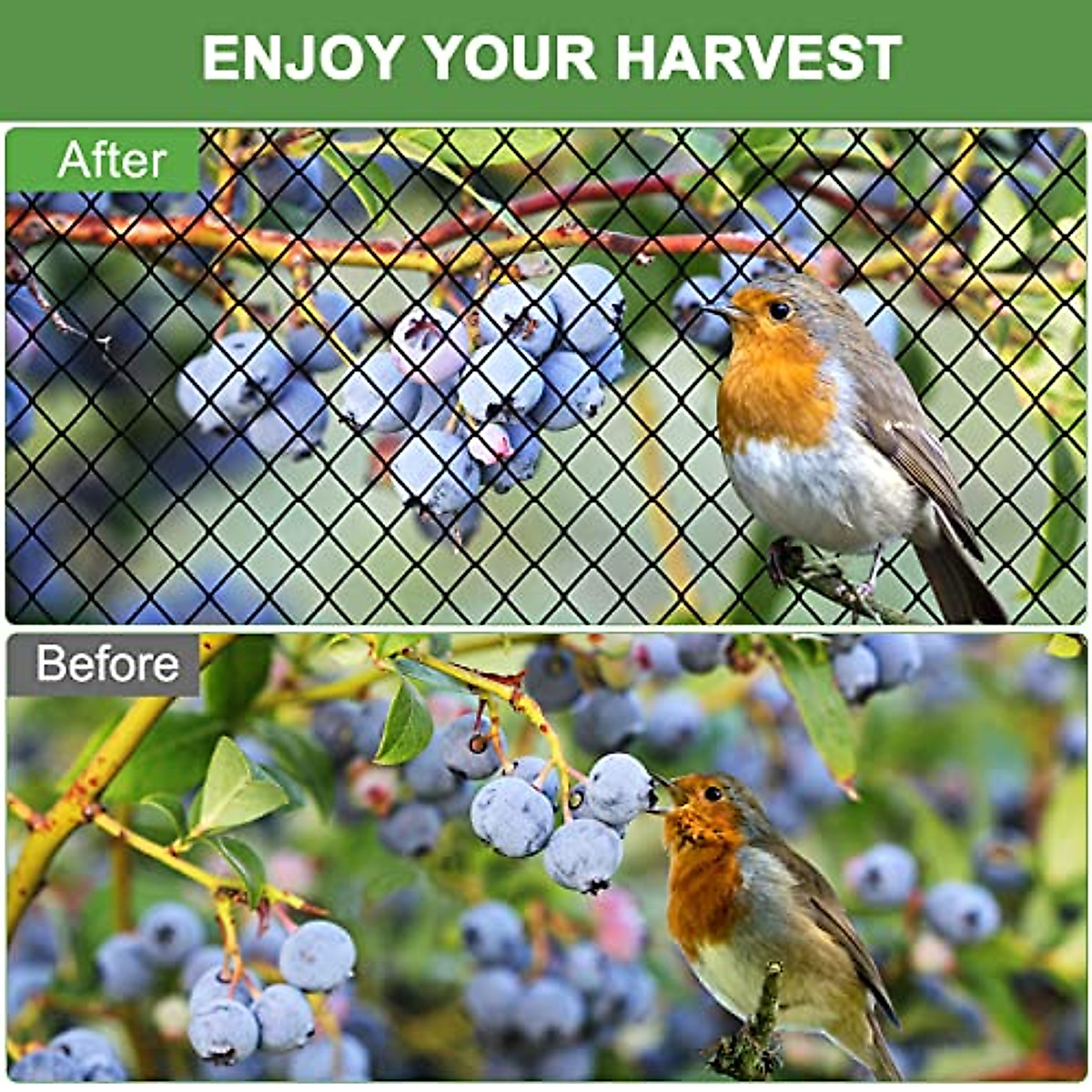 Bird Netting, Garden Netting with 3/4” Mesh Net as Poultry Netting for Chicken Coop, Heavy Duty Nylon Netting for Garden Protection, Fruit Tree Netting for Orchard, Vegetable Against Squirrels, Deer