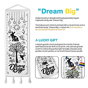 Canvas Growth Chart for Kids for Measuring Height Against The Wall Unique Gift Ideas, Gender Neutral Measure Toddler’s Growth for Boys and Girls Strong Fabric Height Ruler