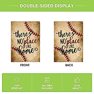 AVOIN Baseball Garden Flag Vertical Double Sided There's No Place Like Home, Bat Ball Sport Softball Flag Yard Outdoor Decoration 12 x 18 Inch