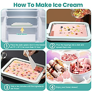 XTQINJIN Rolled Ice Cream Maker,Food Grade Stainless Steel Household Ice Cream Pan,Homemade DIY Ice Cream,Smoothies, Frozen Yogurt Rolls, Ideal for Family Hands-on Activities (Light Green)