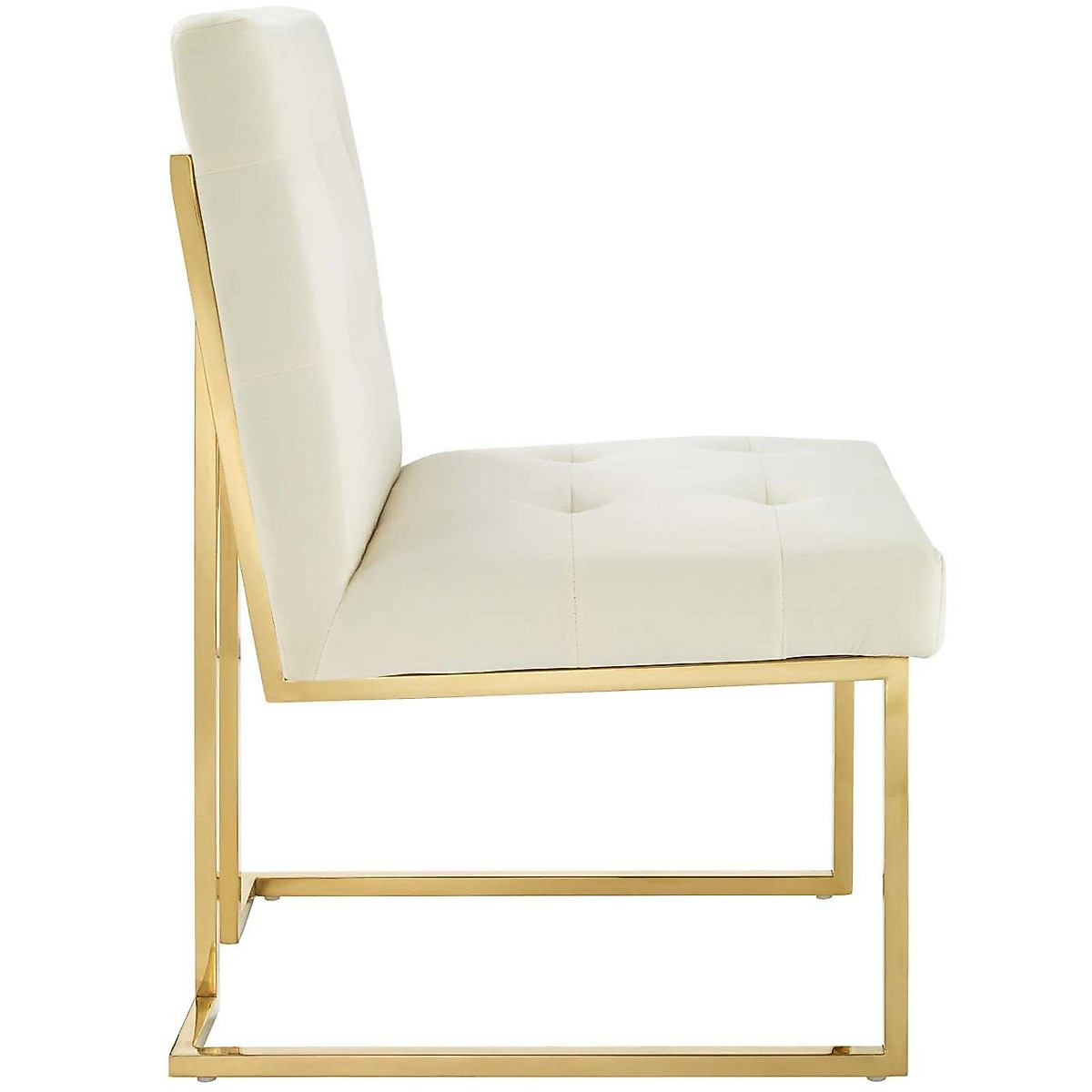 Modway Privy Performance Velvet Gold Stainless Steel Dining Chair in Gold Ivory