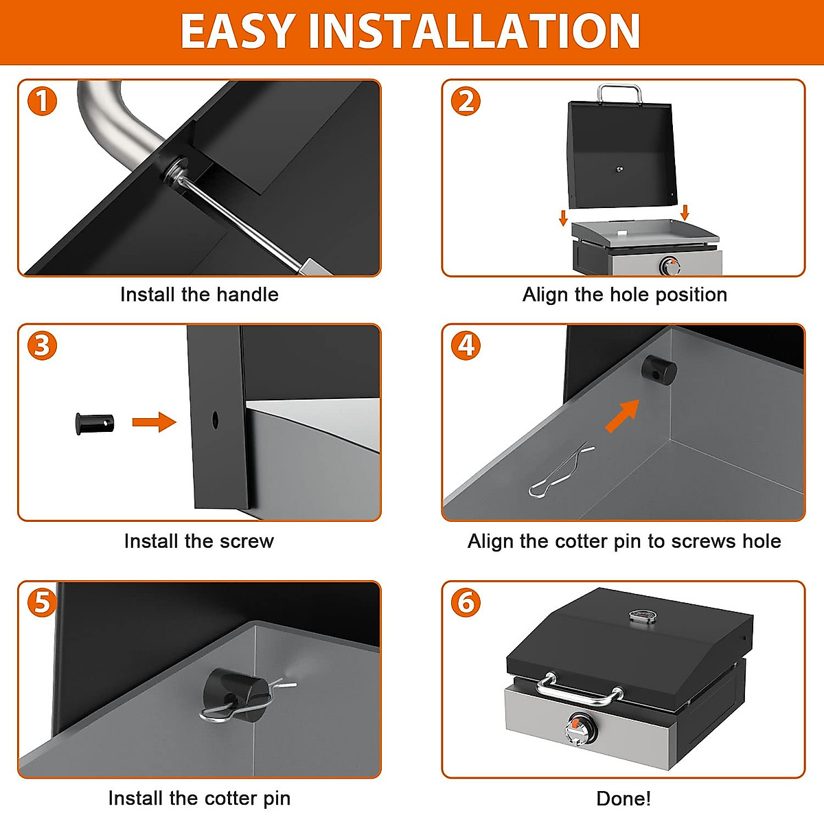 Griddle Lid for Blackstone 17 Inch Adventure Ready 1832 Griddle Flat Top Grill Station, Outdoor Hinged Lid Griddle Hard Cover Hood with Handle for 17" Blackstone Tabletop Cooking Station Griddle
