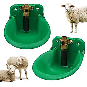 MINYULUA 2pcs Automatic Waterer Bowl Sheep Goats Drinking Bowl Farm Feeding Water Bowl Dispenser Plastic Drinking Trough Livestock Supply for Piglet Cattle Dog, Green