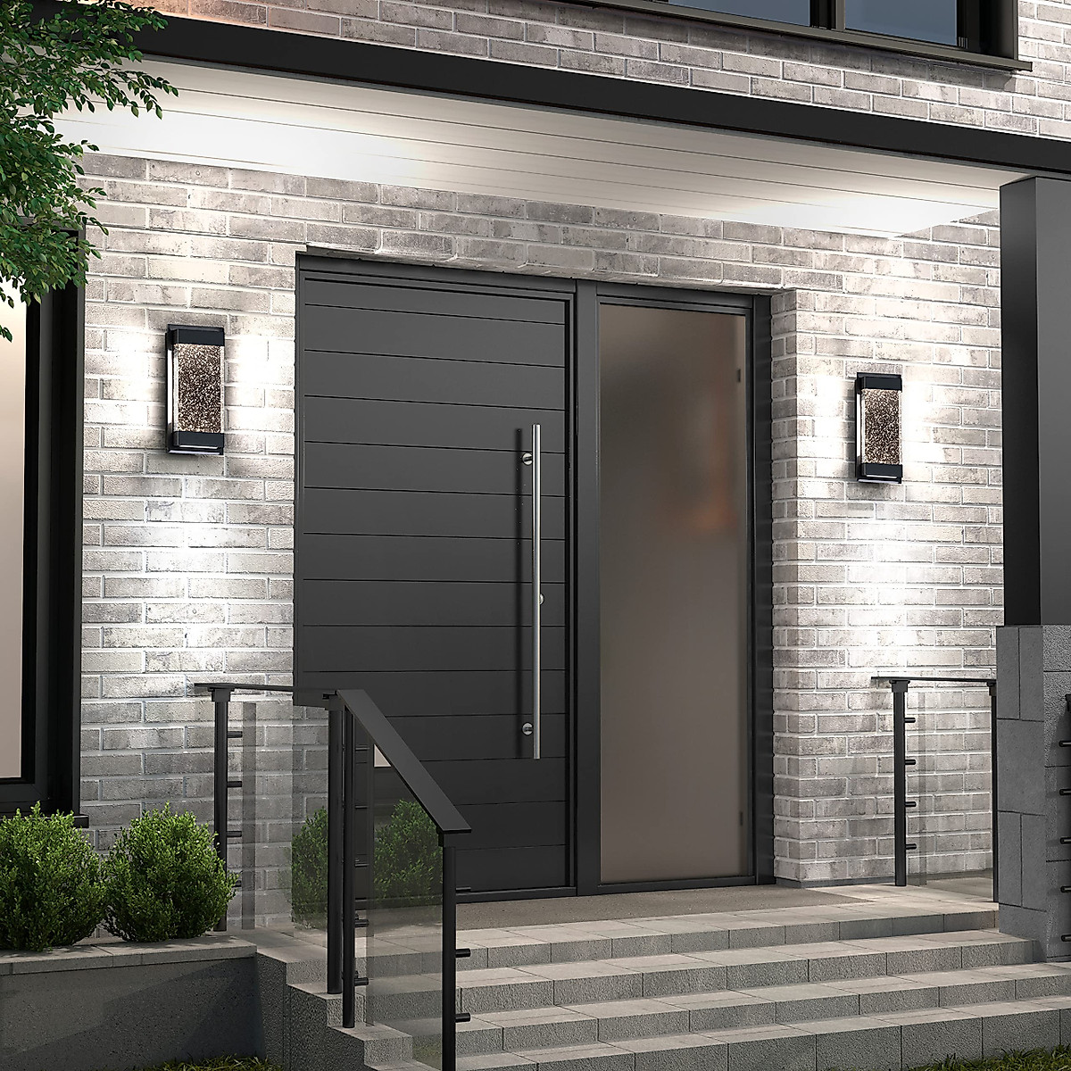 Artika GB390L HDBL Essence Bubble Glow Box LED Porch Sconce Cylinder, 6" Modern Wall Mount Weather Resistant Outdoor Light, Black