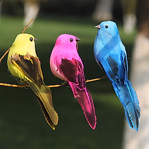 Lazyspace 12Pcs Artificial Christmas Birds,Simulation Feathers Foam Birds with Metal Clip,Mini Birds for DIY Crafts Decoration Home Garden Wedding Party Xmas Tree Ornament,Blue