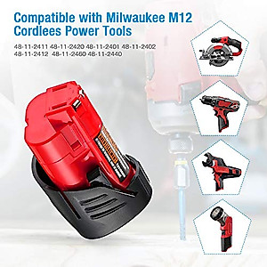Powerextra 4Pack M 12 3.0Ah Replacement Battery for 12V M12 Lithium Ion Battery XC 48-11-2420 48-11-2440 48-11-2402 48-11-2411 48-11-2412 Cordlees Power Tools