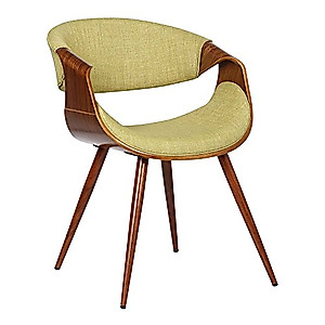 Armen Living Butterfly Mid Century Modern Dining Chair For Kitchen Office Desk Vanity in Green Fabric Upholstery and Walnut Wood Finish