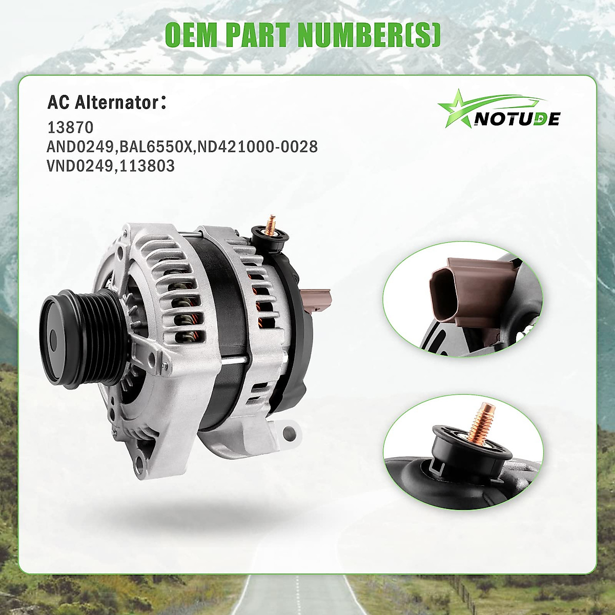NOTUDE 1Pcs Alternator for Caravan 2001-2007 for Town & Country 2001-2007 13870 Vehicle AC Generator