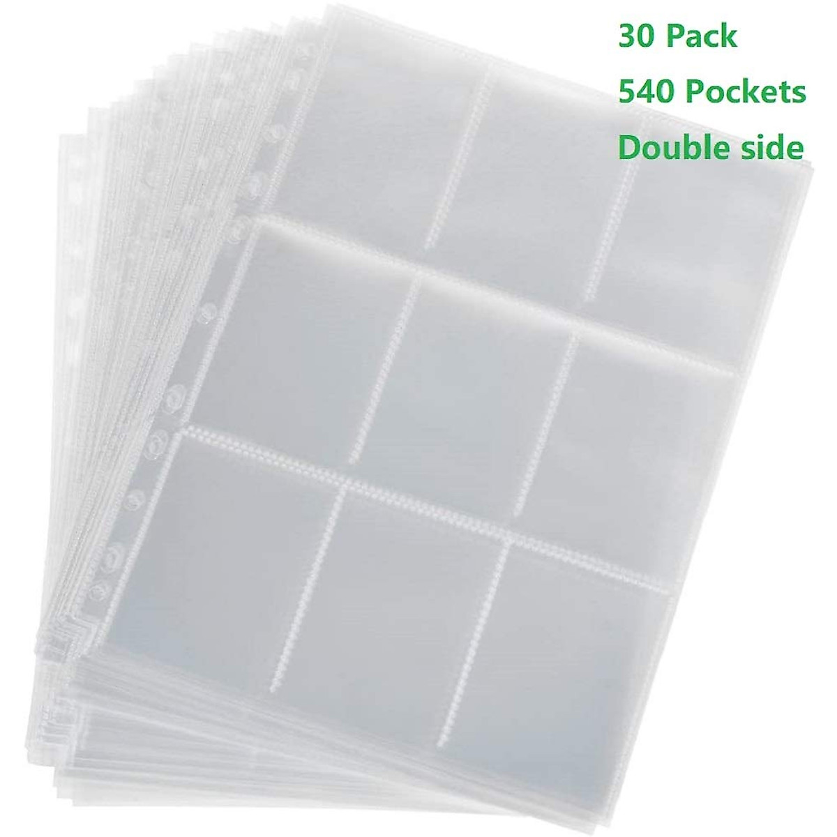 CARDALLTRY Trading Card Sleeves 540 Pockets Transparent Waterproof Game Card Sleeves Card Collection Binder (30 Pages)